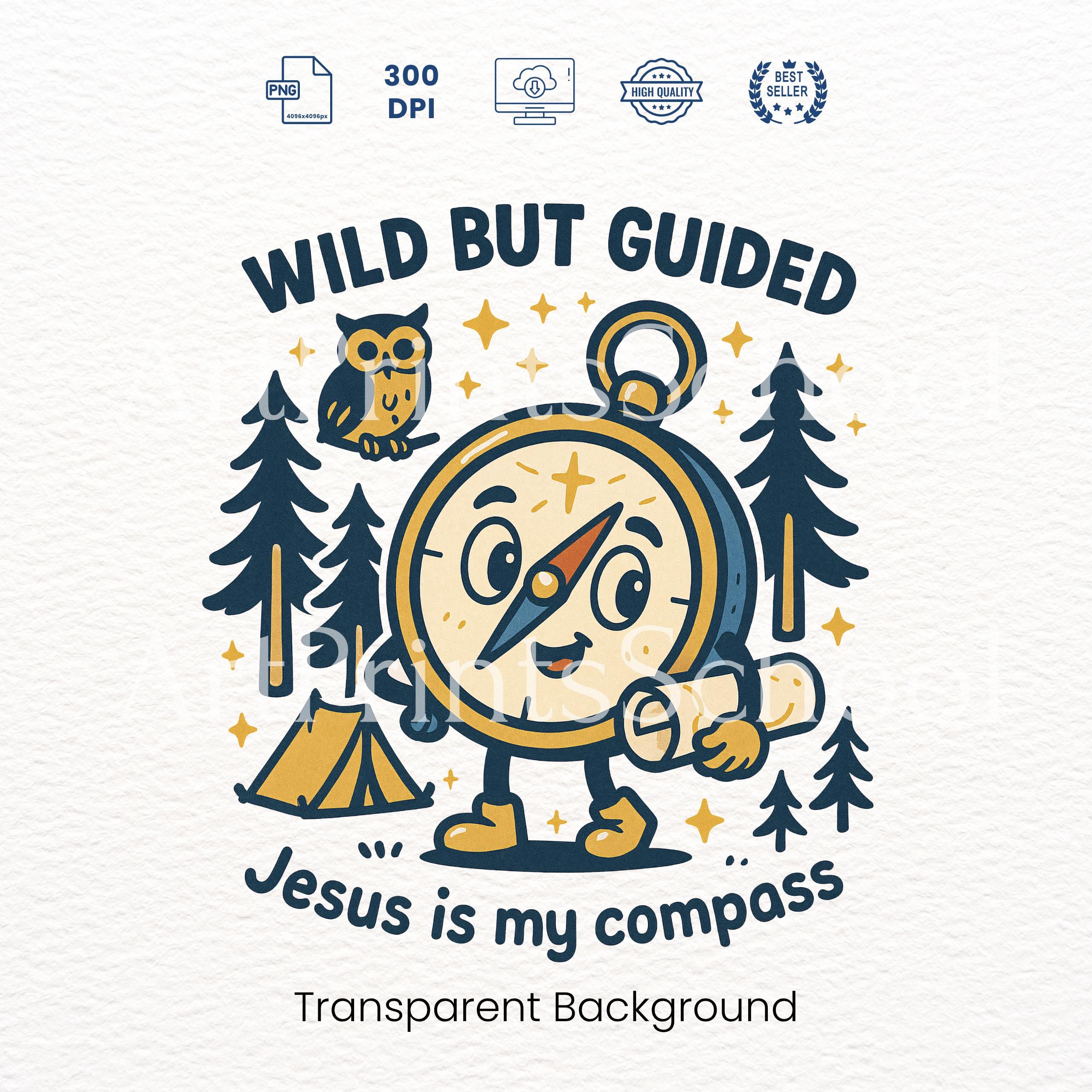 Jesus is My Compass PNG: Christian Camping T-shirt Design (digital ...