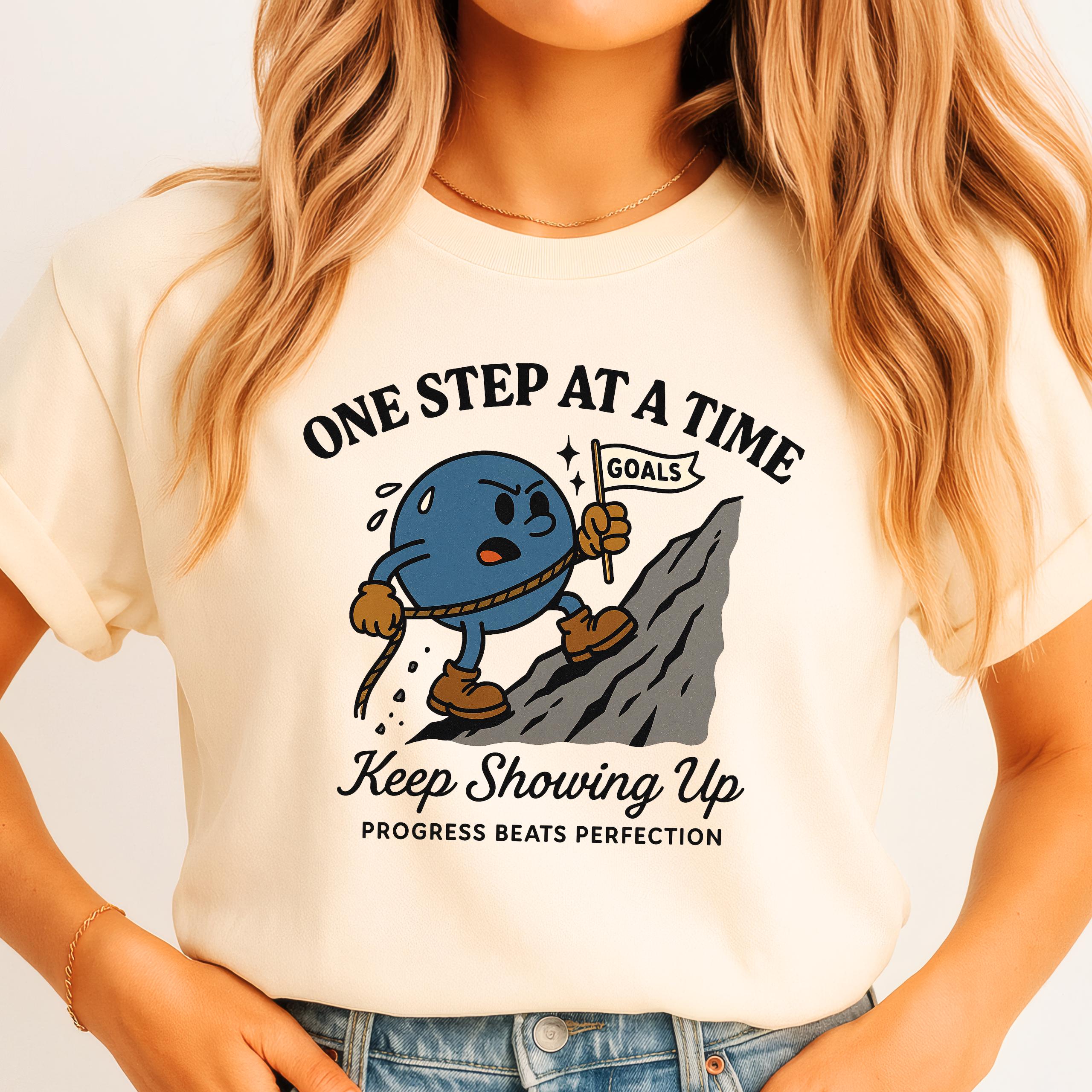Motivational Climbing Mascot PNG: One Step at A Time Design (digital ...