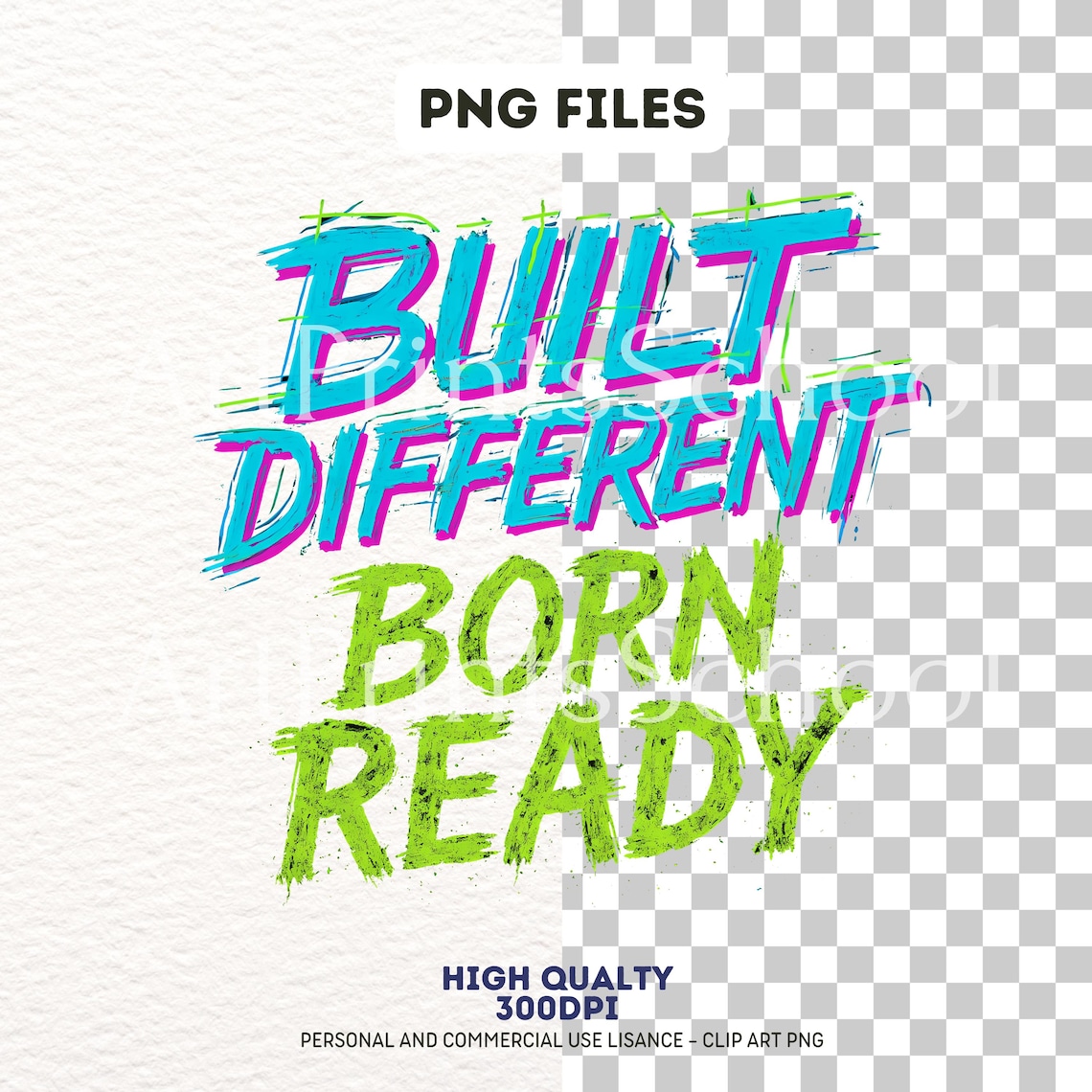 Built Different Born Ready PNG: Glitch Graffiti Streetwear (digital ...