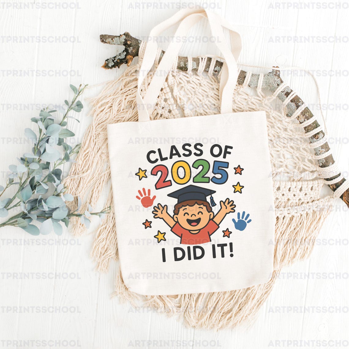 Class of 2025 Graduation PNG: Rainbow Handprints & Stars (digital ...