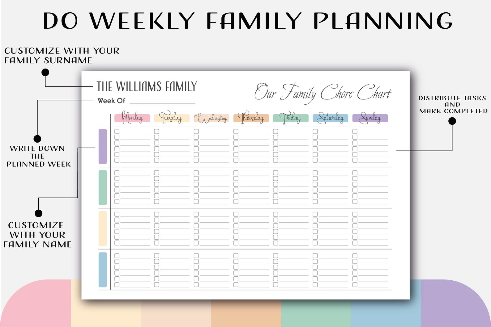 Editable Family Chore Chart: Weekly Planner Calendar (PDF) - Etsy