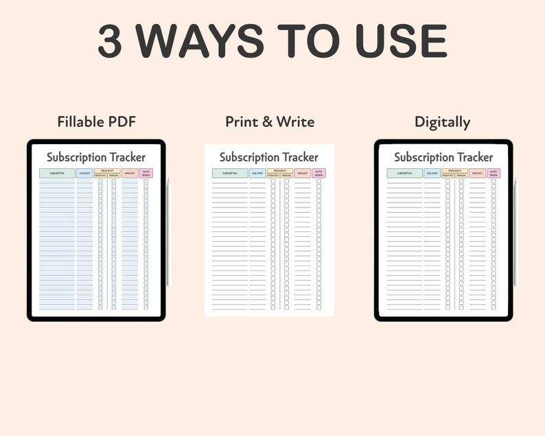 Editable Subscription and Membership Tracker for Organizing and ...