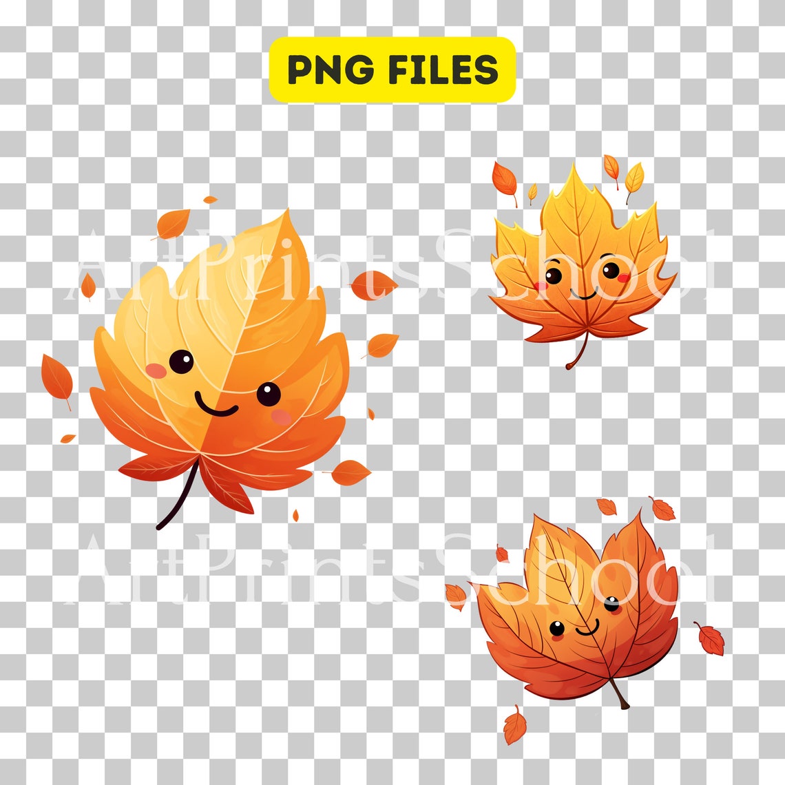 Fall Leaves Clipart, 17 Kawaii Autumn Leaves Clipart, PNG, Fall Leaf ...