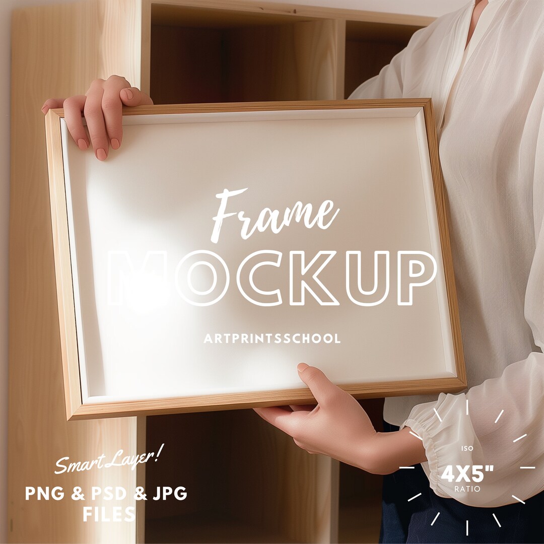 Horizontal Frame Mockup Person, 8x10 Wall Art Mockup, Landscape Frame ...