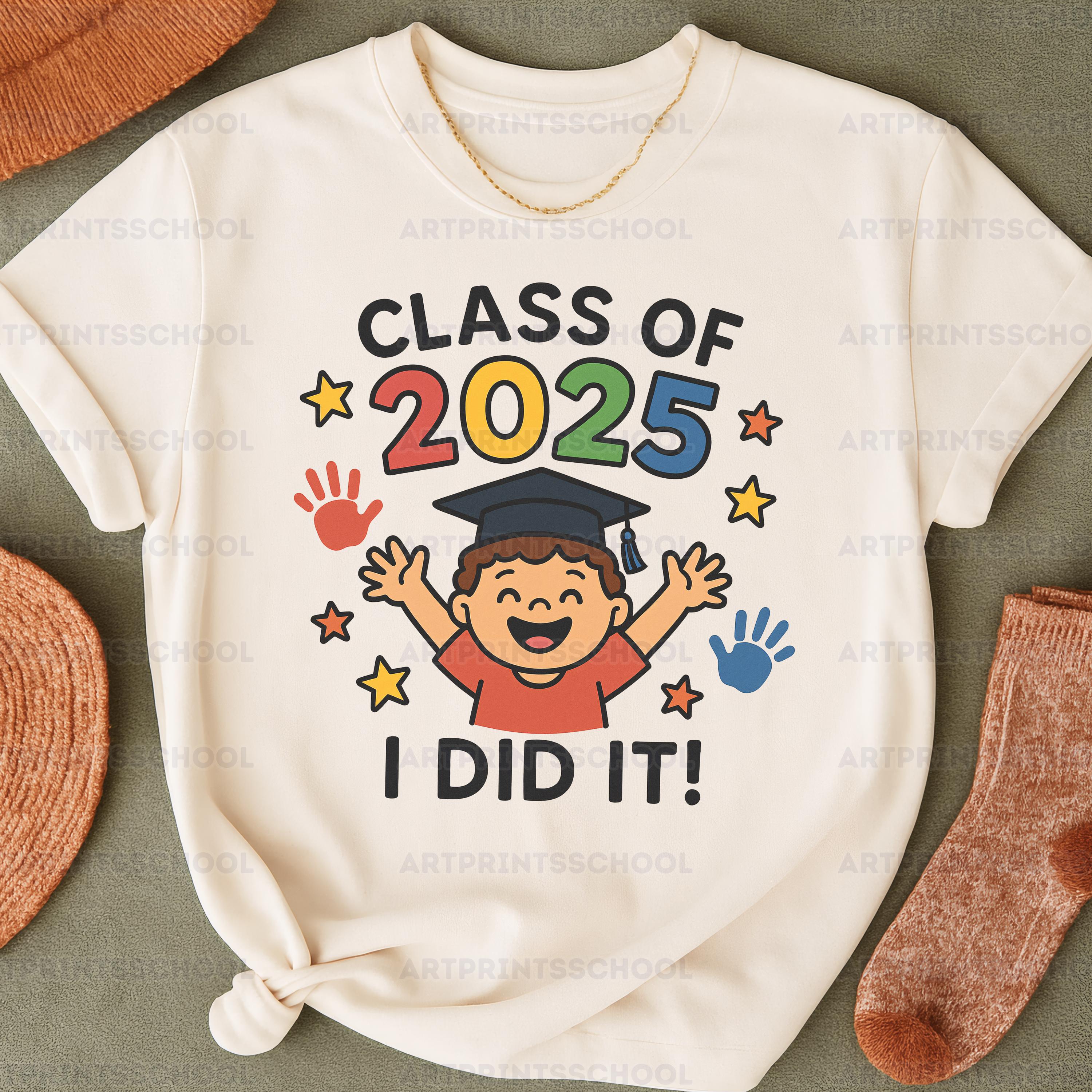 Class of 2025 Graduation PNG: Rainbow Handprints & Stars (digital ...