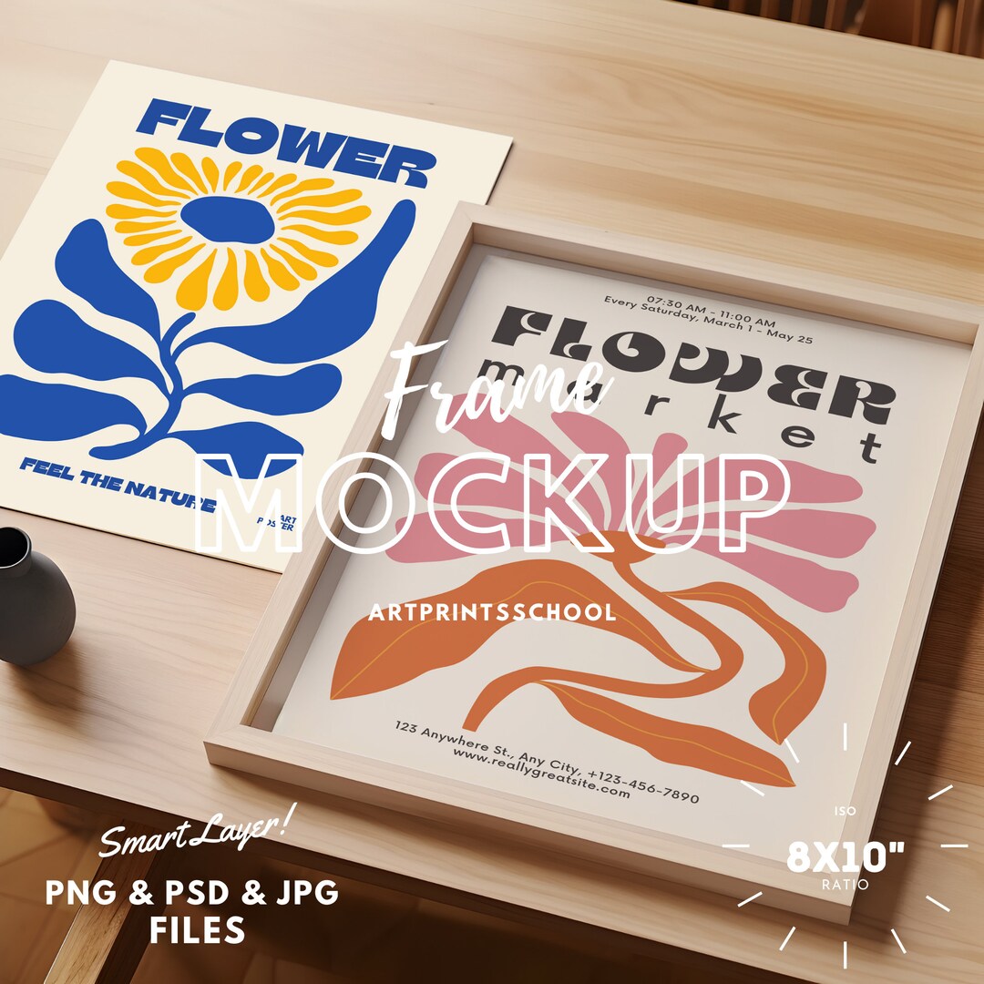 Frame Mockup Flat Lay 8x10 | Stylish Lying Frame Mockup | Minimalist ...