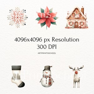 Christmas Clipart | Watercolor Christmas Bundle | Cute Christmas PNG ...