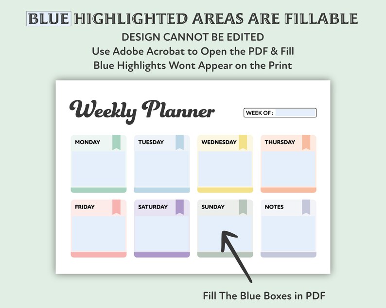 Editable Weekly Planner Printable Weekly to Do List Week at - Etsy