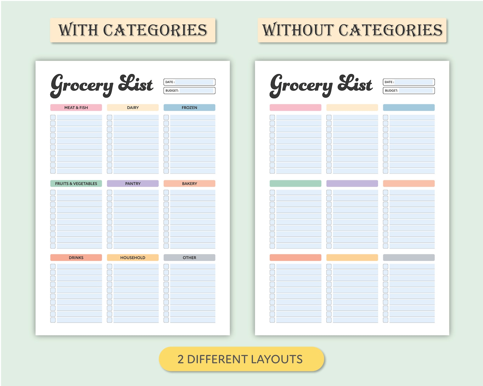 Editable Grocery List Shopping List Printable Meal Planner - Etsy