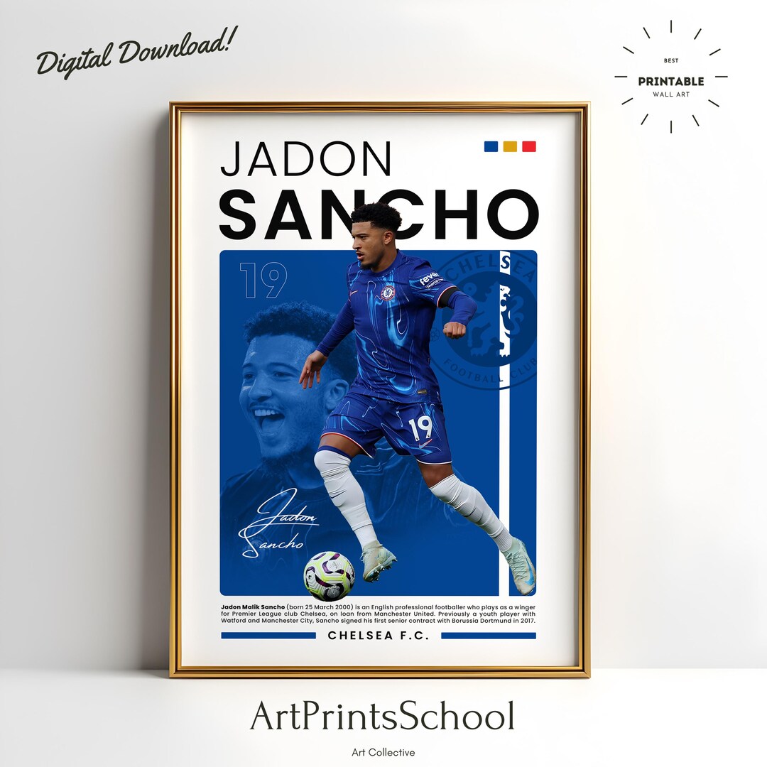 Jadon Sancho Poster, Football Poster, Jadon Sancho Print, Chelsea Fc ...