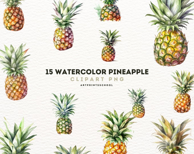 10 Pineapples Clipart Bundle, PNG & JPG, Printable Patchwork Pineapple ...