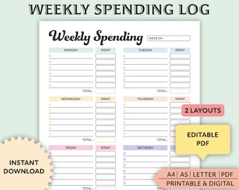 Expense Tracker, Business Expense Log Printable, Spending Tracker ...