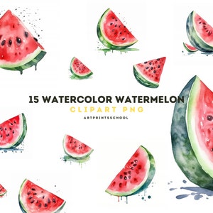 Watercolor Watermelon Clipart, Digital PNG Summer Fruit Graphics for ...