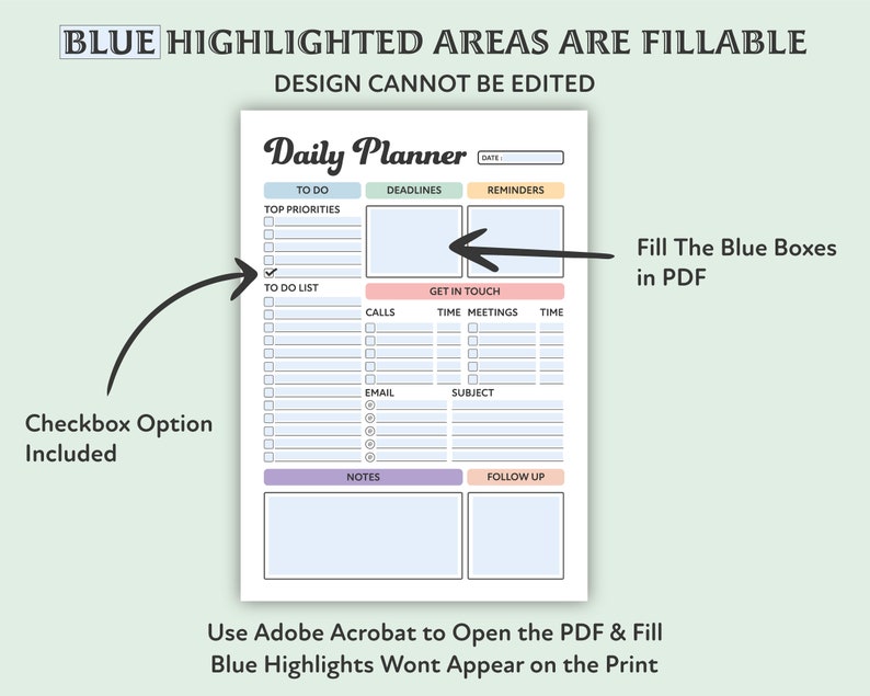 Editable Daily Schedule Printable Digital Daily Planner - Etsy UK