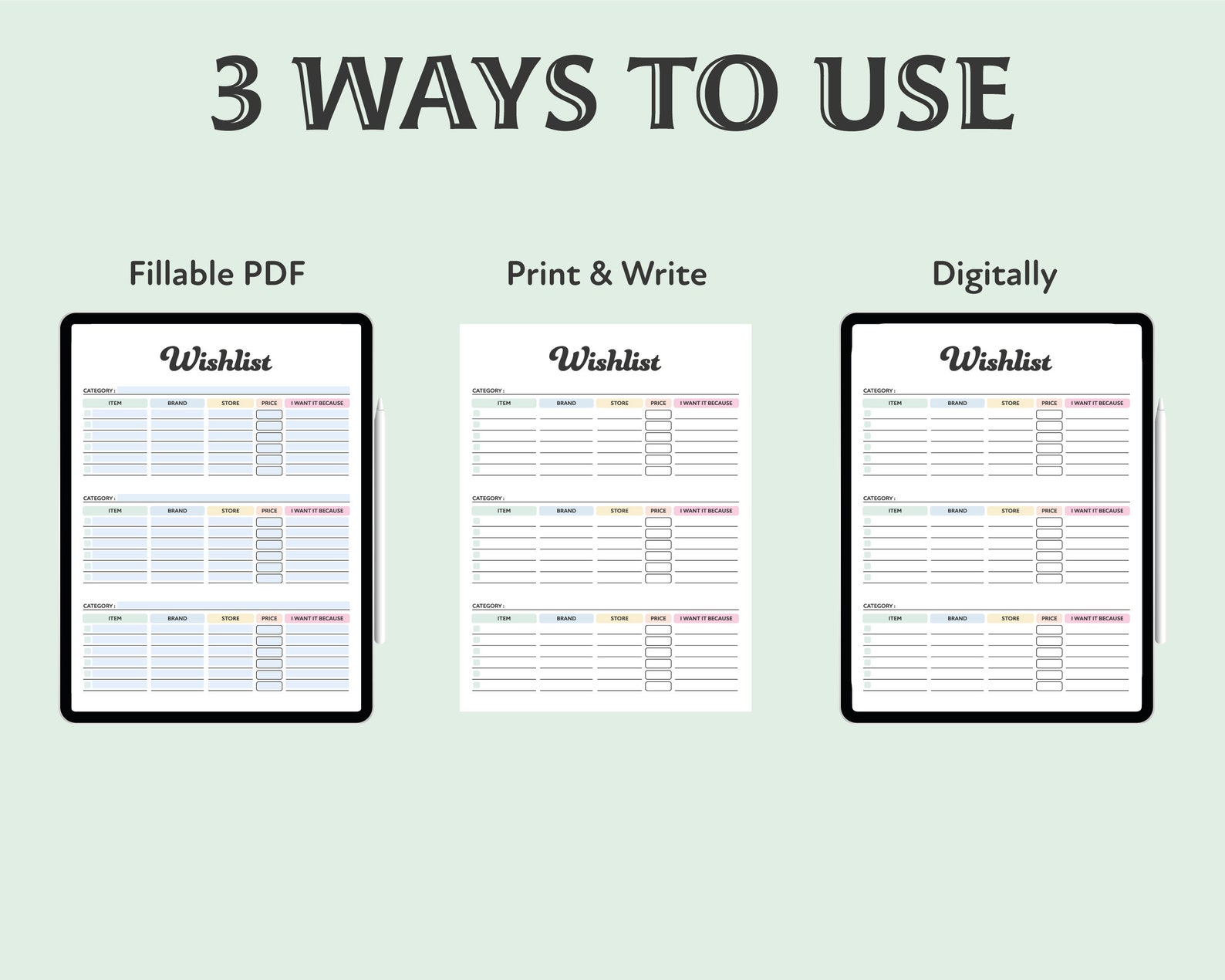 Editable Wishlist Tracker Printable Things to Buy Christmas - Etsy