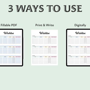 Editable Wishlist Tracker, Printable, Things to Buy, Christmas Wish ...