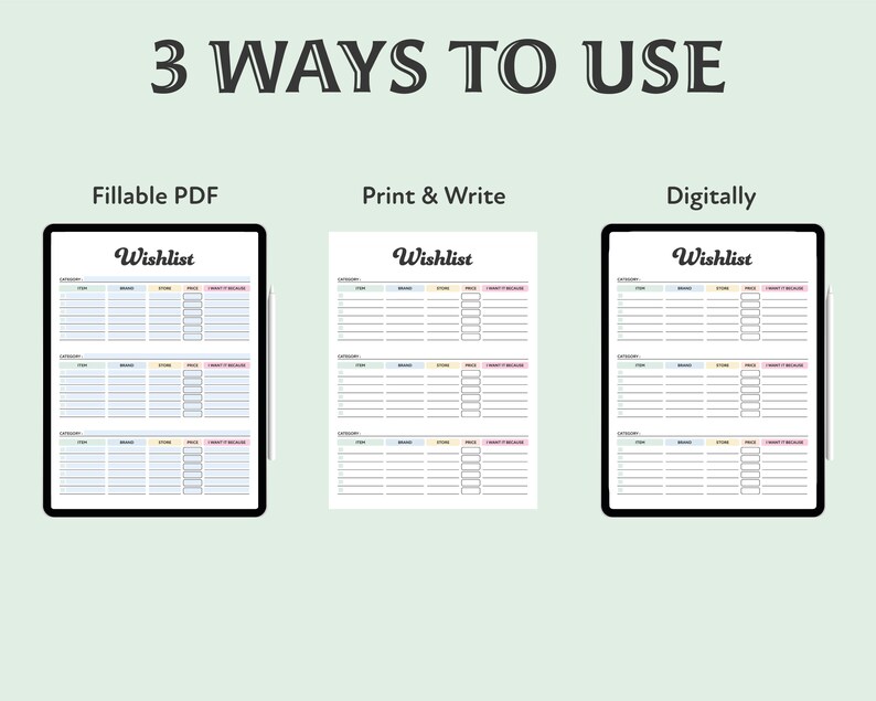 Editable Wishlist Tracker Printable Things to Buy Christmas - Etsy