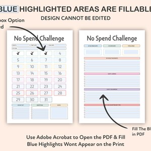 Editable No Spend Challenge, Printable, No Spending Tracker, No Spend ...