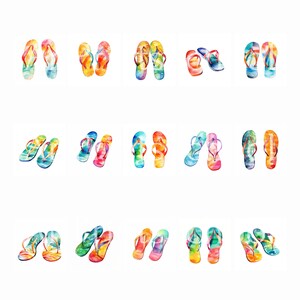 Watercolor Flip Flops Clipart, Beach Clipart, Summer Clipart, Digital ...