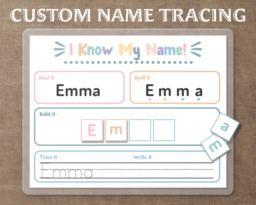 Custom Name Tracing Board: Homeschool Learning Activity (PDF) - Etsy