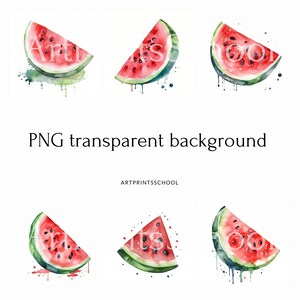 Watercolor Watermelon Clipart, Digital PNG Summer Fruit Graphics for ...
