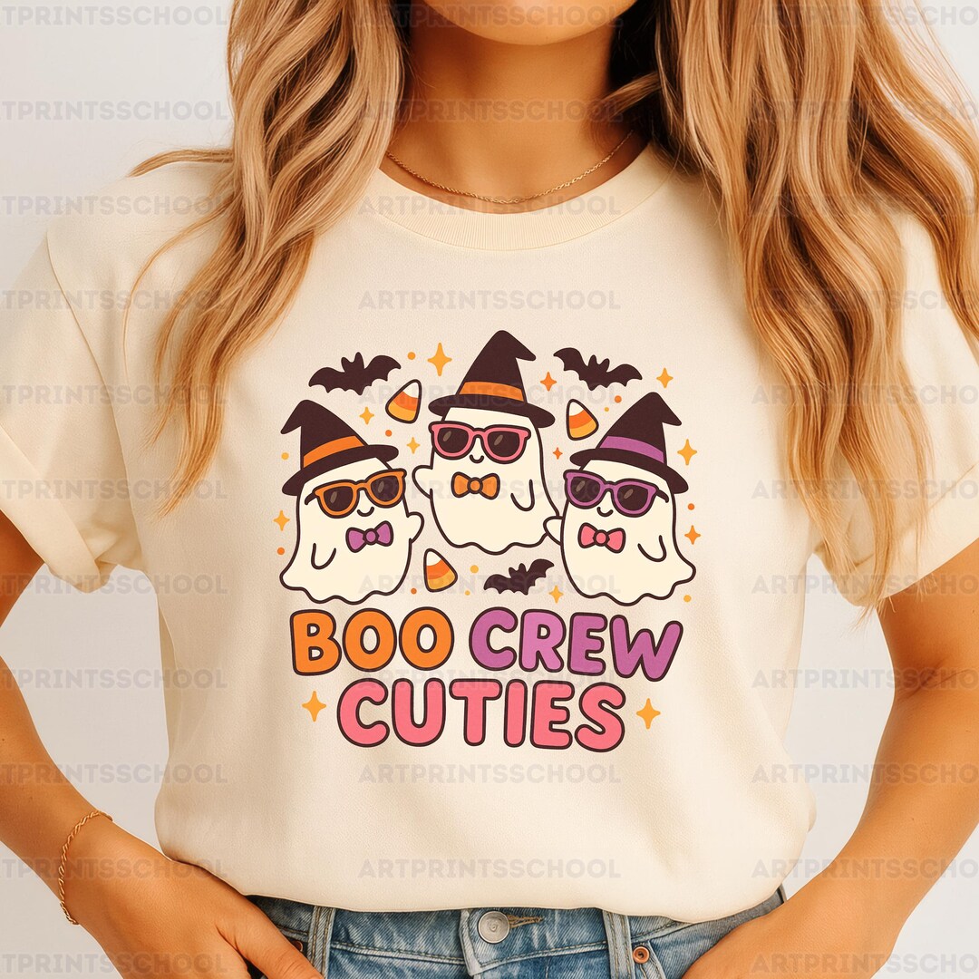 Boo Crew Cuties PNG – Cute Halloween Ghost Trio T-shirt Design With ...
