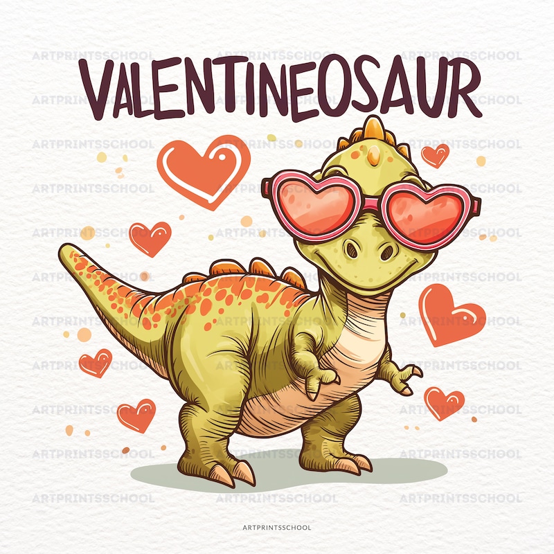 Dinosaur Valentine Clipart - Etsy
