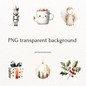 Christmas Clipart | Watercolor Christmas Bundle | Cute Christmas PNG ...