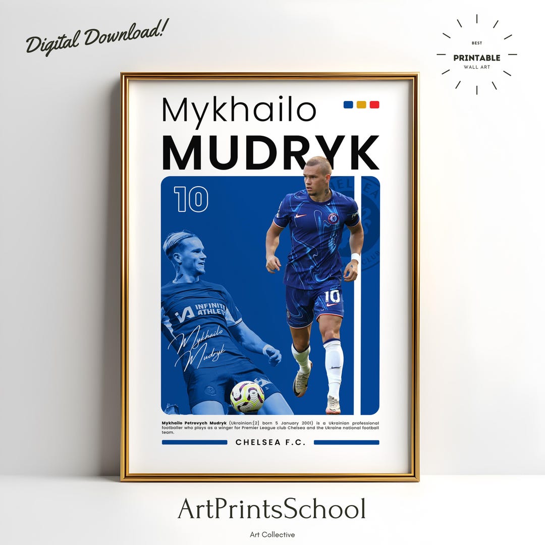 Mykhailo Mudryk Poster, Football Poster, Mykhailo Mudryk Print ...