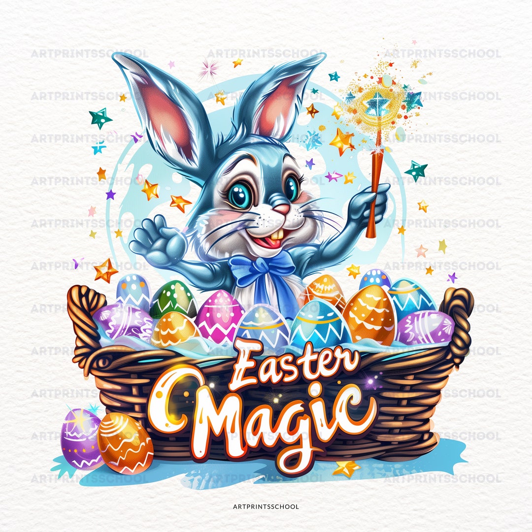 Easter Bunny Clipart, Magic Easter, Cute Easter Clipart, Commercial Use Religious Clipart Easter ...