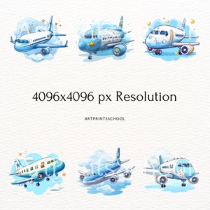 Kawaii Airplane Clipart Set, Cute Airplane Illustration, Baby Bear ...