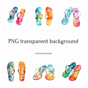 Watercolor Flip Flops Clipart, Beach Clipart, Summer Clipart, Digital ...