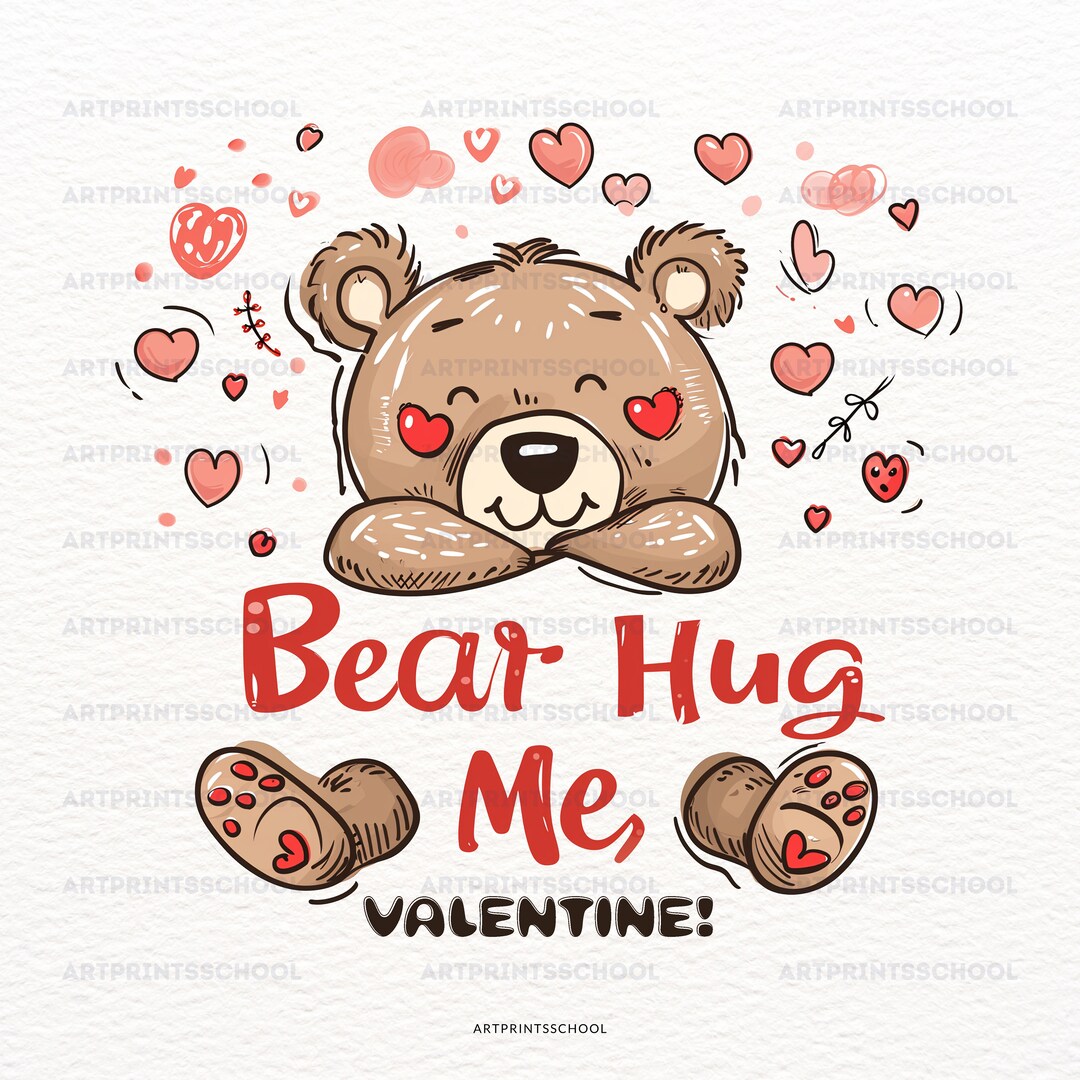 Bear Hug Me, Valentine Clipart, Valentines Day Clipart, Valentines ...