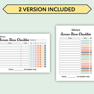 Editable Kids Chore Chart: Screen Time Checklist (digital Download) - Etsy