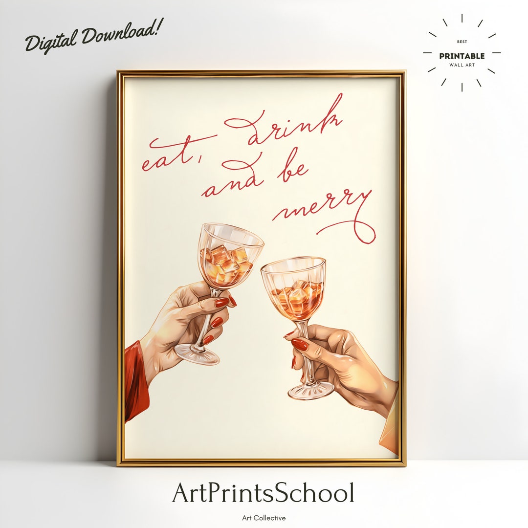 Christmas Cheers Print: Eat, Drink, and Be Merry (digital Print) - Etsy