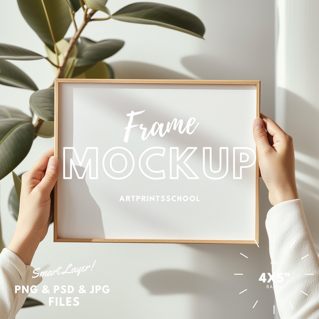 8x10 Horizontal Frame Mockup: Art Print, Interior Display (PSD, PNG ...