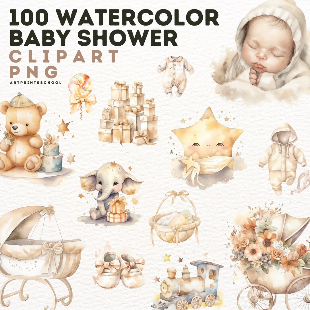 Baby Clipart Watercolor Adorable Newborn Illustrations, Baby Shower ...