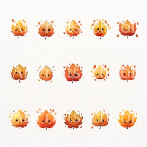 Fall Leaves Clipart, 17 Kawaii Autumn Leaves Clipart, PNG, Fall Leaf ...