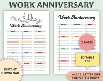 Work Anniversary Tracker - Etsy