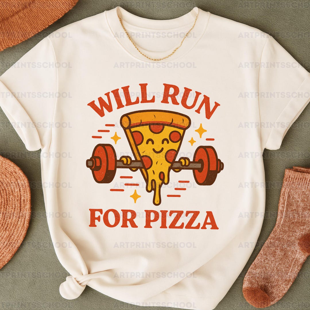 Will Run for Pizza PNG: Funny Workout Design for Runners - Etsy