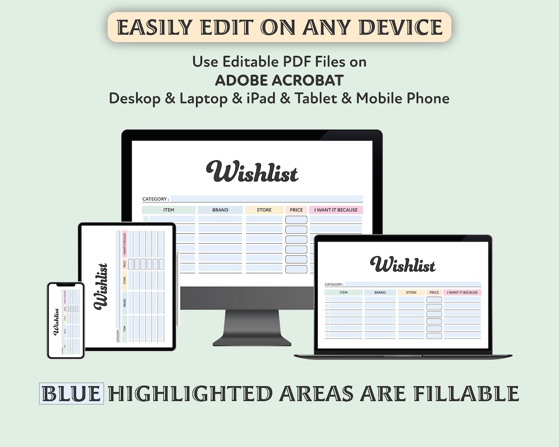 Editable Wishlist Tracker Printable: Shopping & Gift List (PDF) - Etsy