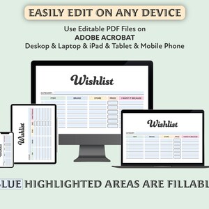 Editable Wishlist Tracker, Printable, Things to Buy, Christmas Wish ...