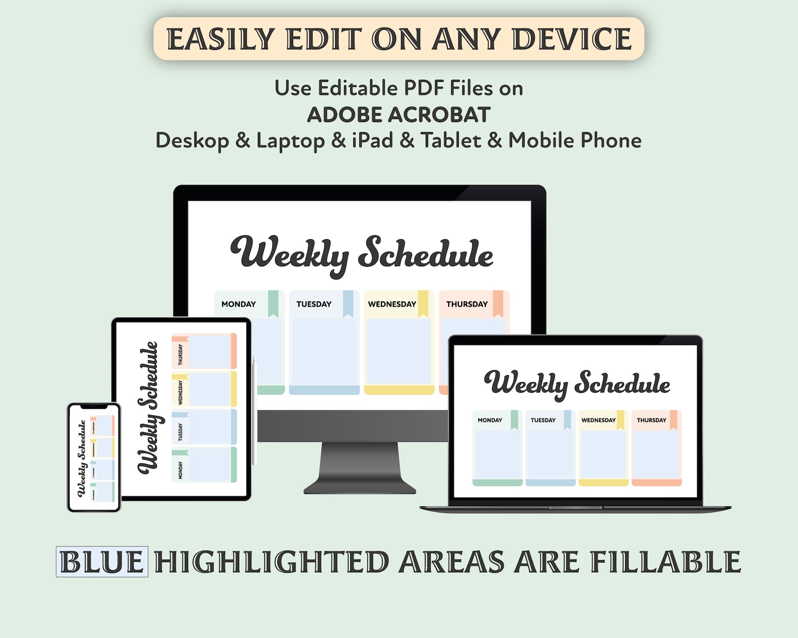 Editable Weekly Schedule Printable Cute Weekly Planner - Etsy
