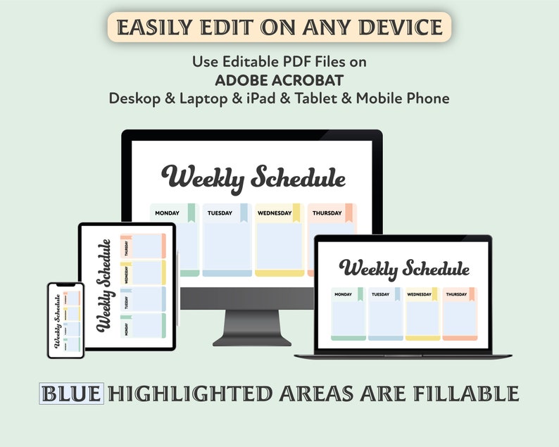 Editable Weekly Schedule Printable Cute Weekly Planner - Etsy