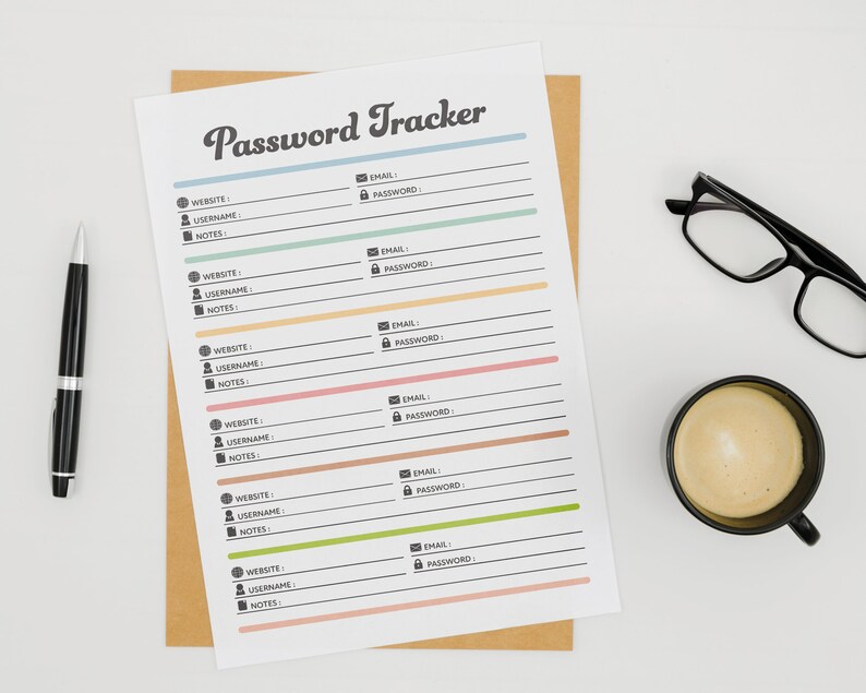 Editable Password Tracker Printable: A4, A5, Letter (digital Download ...
