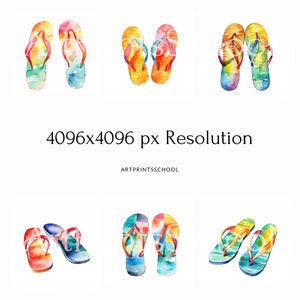 Watercolor Flip Flops Clipart, Beach Clipart, Summer Clipart, Digital ...