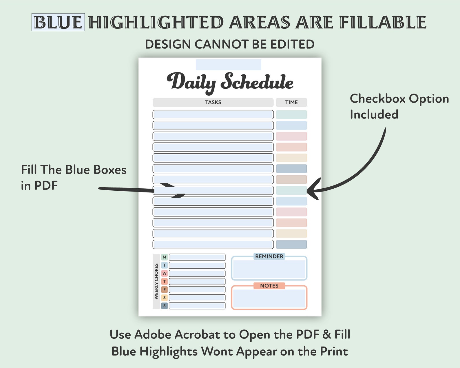 Editable Daily Schedule Printable Chore Chart Kids Daily - Etsy
