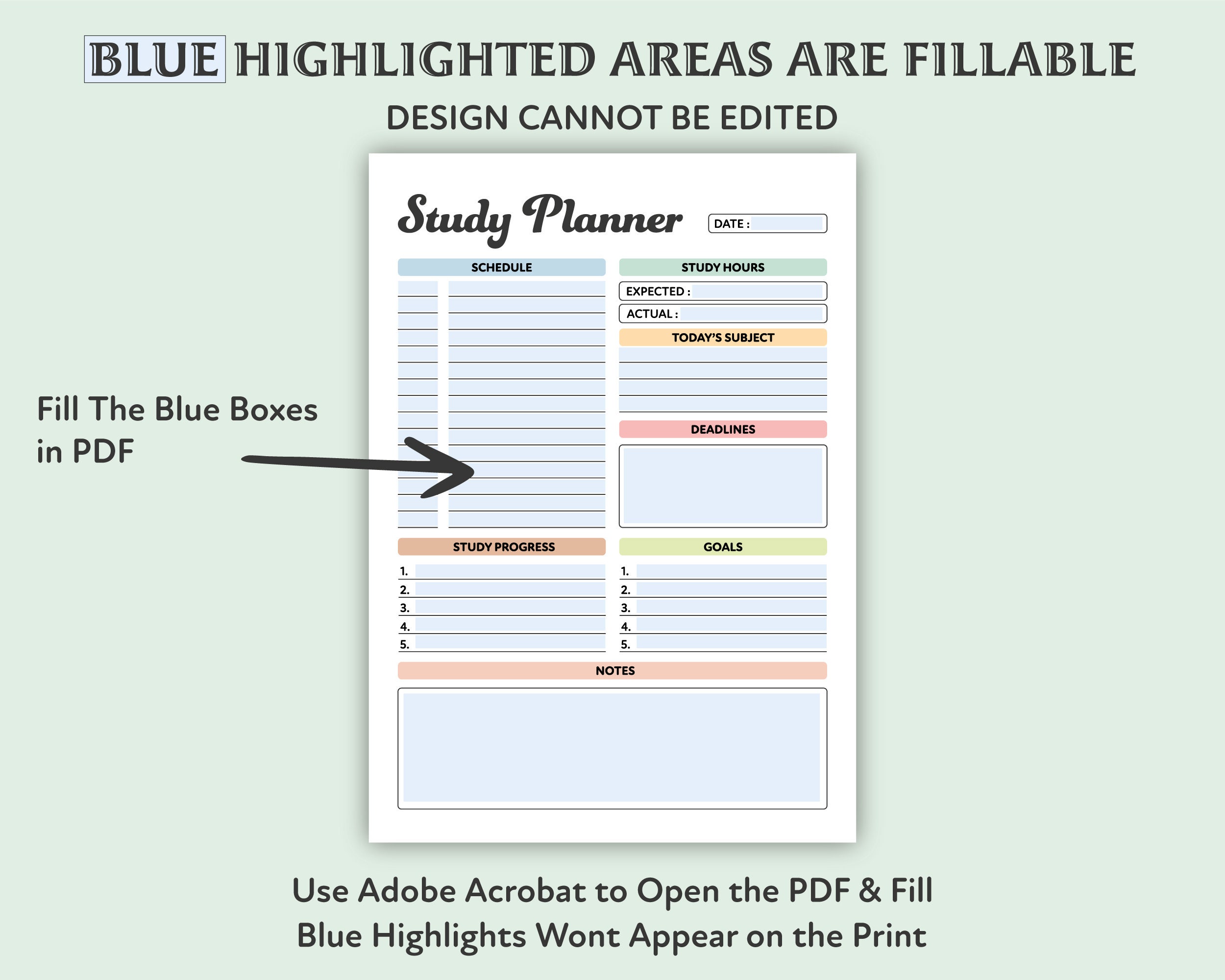 Editable Study Template Printable Study Planner Lesson Plan - Etsy UK