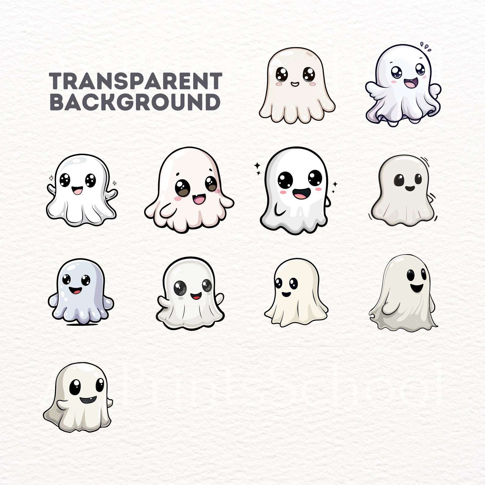 Kawaii Ghost Clipart, Halloween PNG Bundle (digital Download) - Etsy