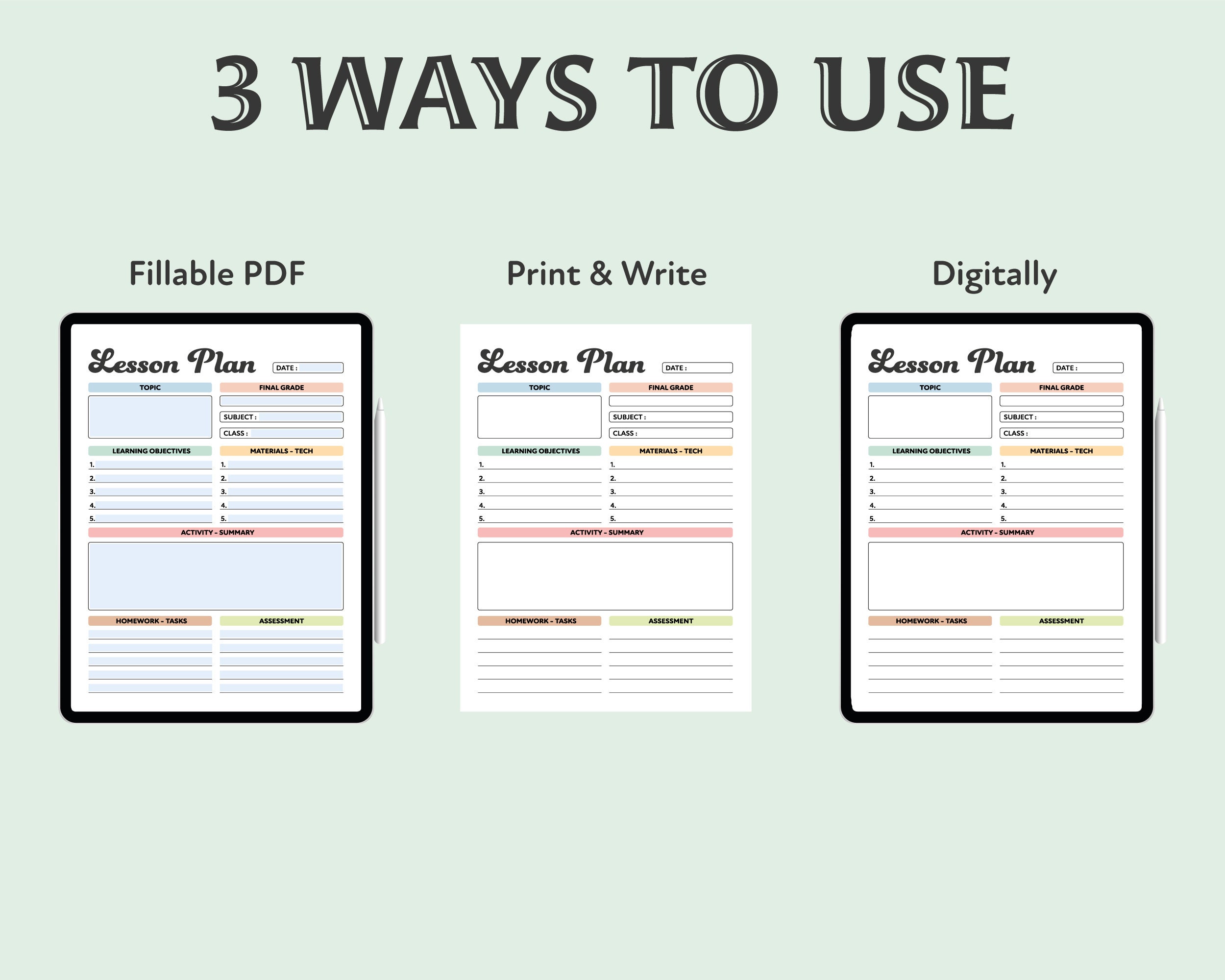 Editable Study Template Printable Study Planner Lesson Plan - Etsy ...